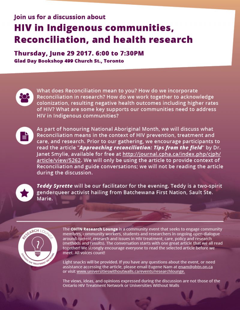 HIV in Indigenous communities, Reconciliation, and health research ...
