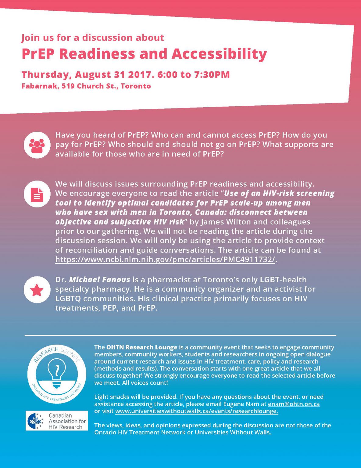 PrEP Readiness and Accessibility – The Ontario HIV Treatment Network